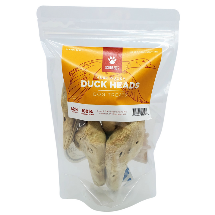 Duck Heads Chews for Dogs - Freeze Dried - 6 oz Pouch – Scout & Zoe's